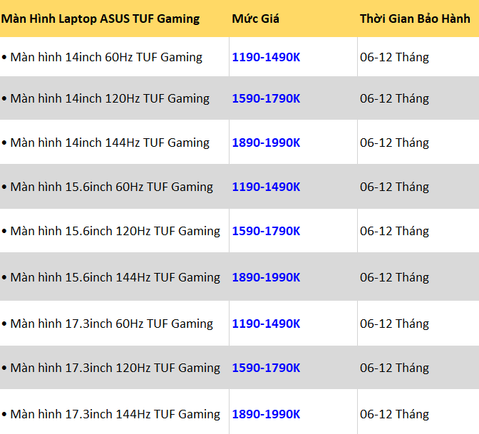 THAY MÀN HÌNH ASUS TUF GAMING